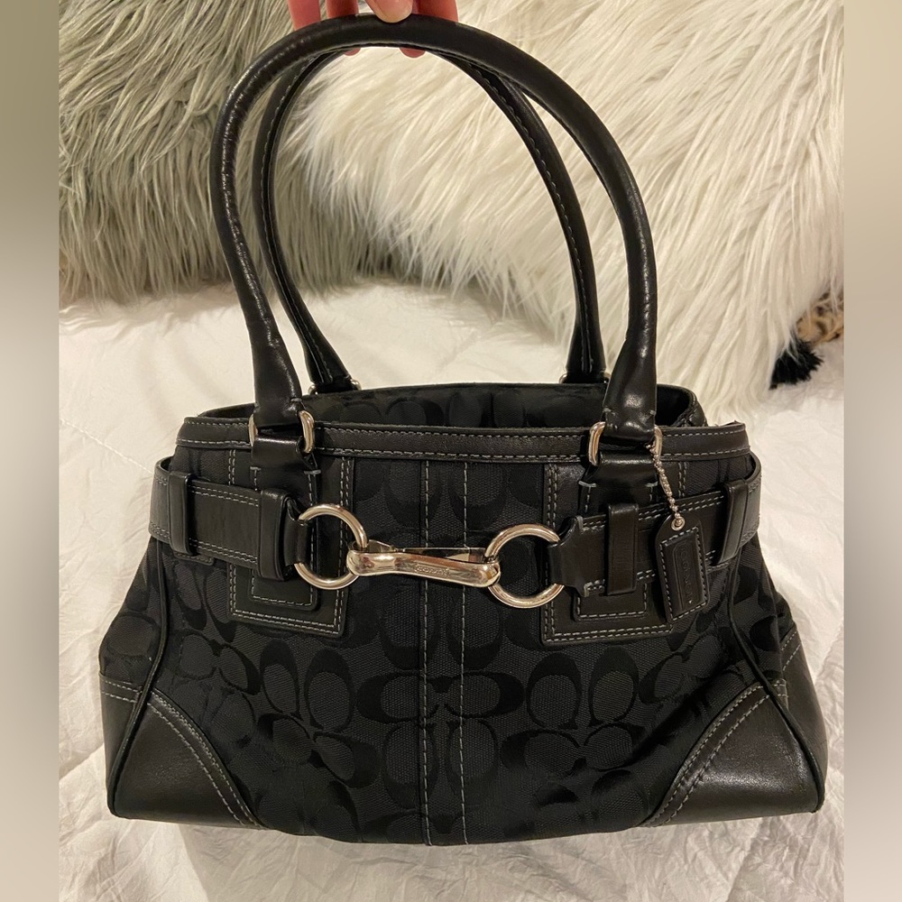 Vintage 2000’s Black Coach Monogram Shoulder Bag - Gem